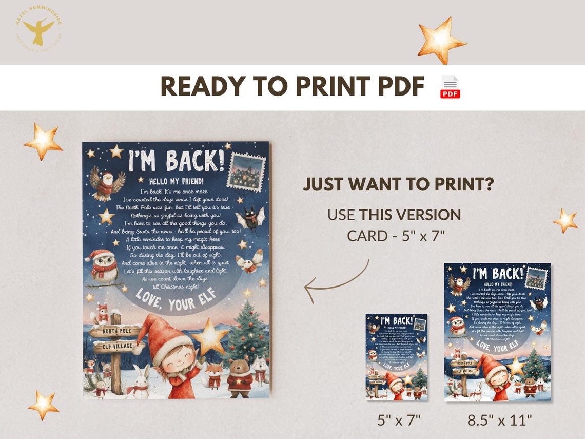 Editable Elf Letter: I'm Back! Starry Welcome Back Letter Template ...