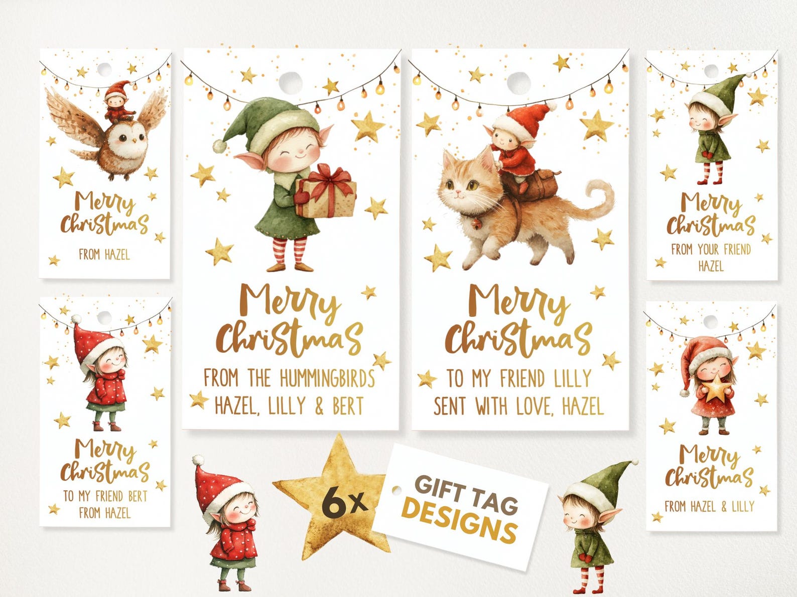Merry Christmas Gift Tag Whimsical Christmas Elves Bundle Vol. 1 ...