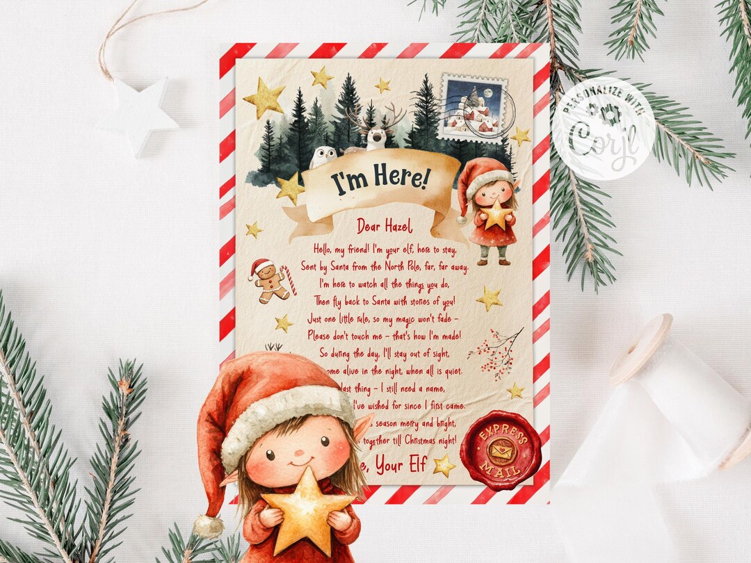 Christmas Elf Letter: I'm Here! First Arrival Letter Template, Editable ...