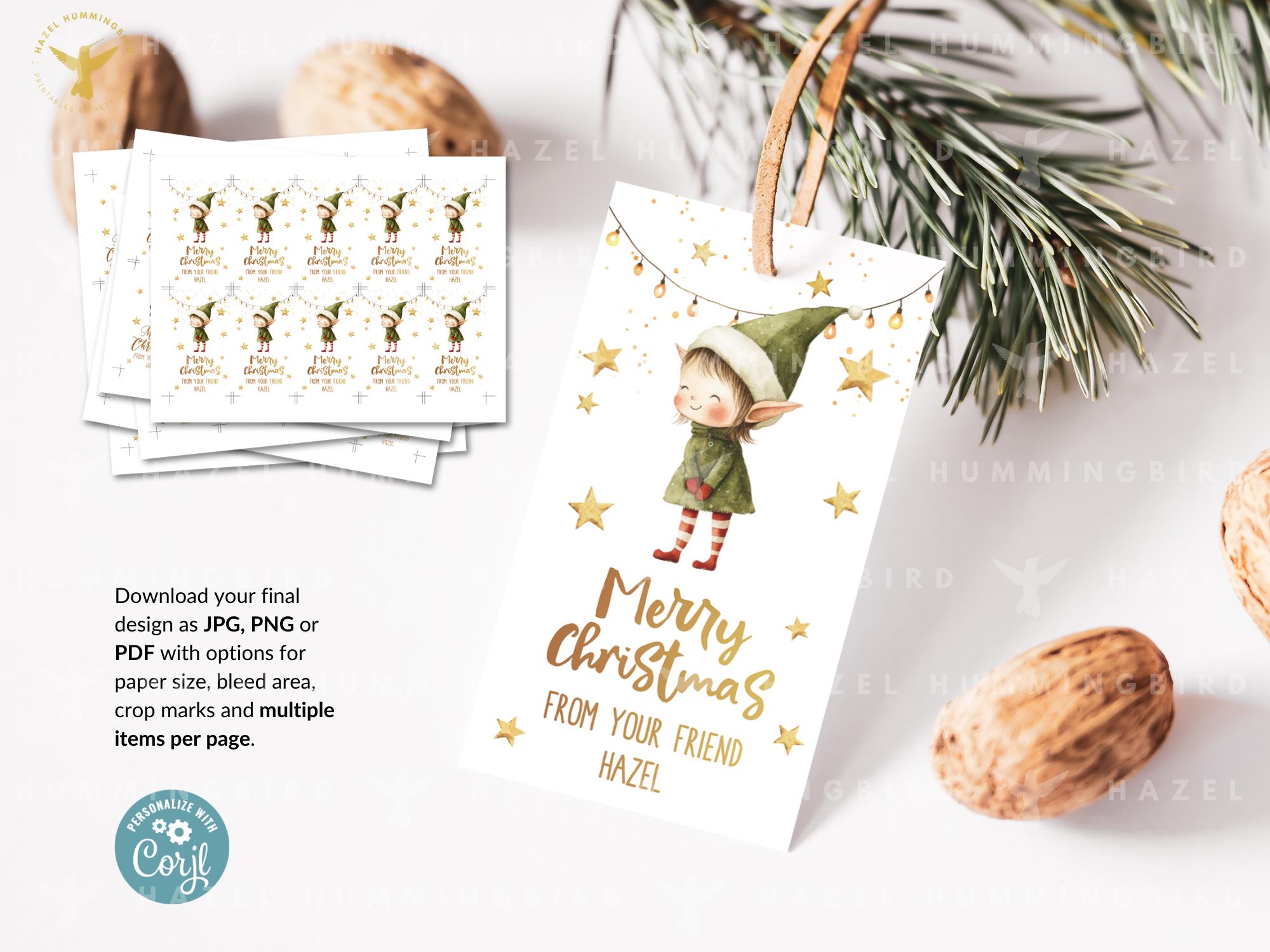 Merry Christmas Gift Tag Whimsical Christmas Elves Bundle Vol. 1 ...