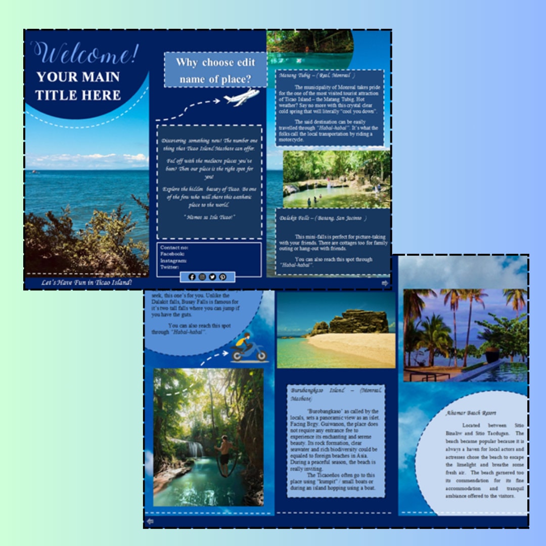 Editable Travel Brochure Template Trifold Template Two Sided - Etsy ...