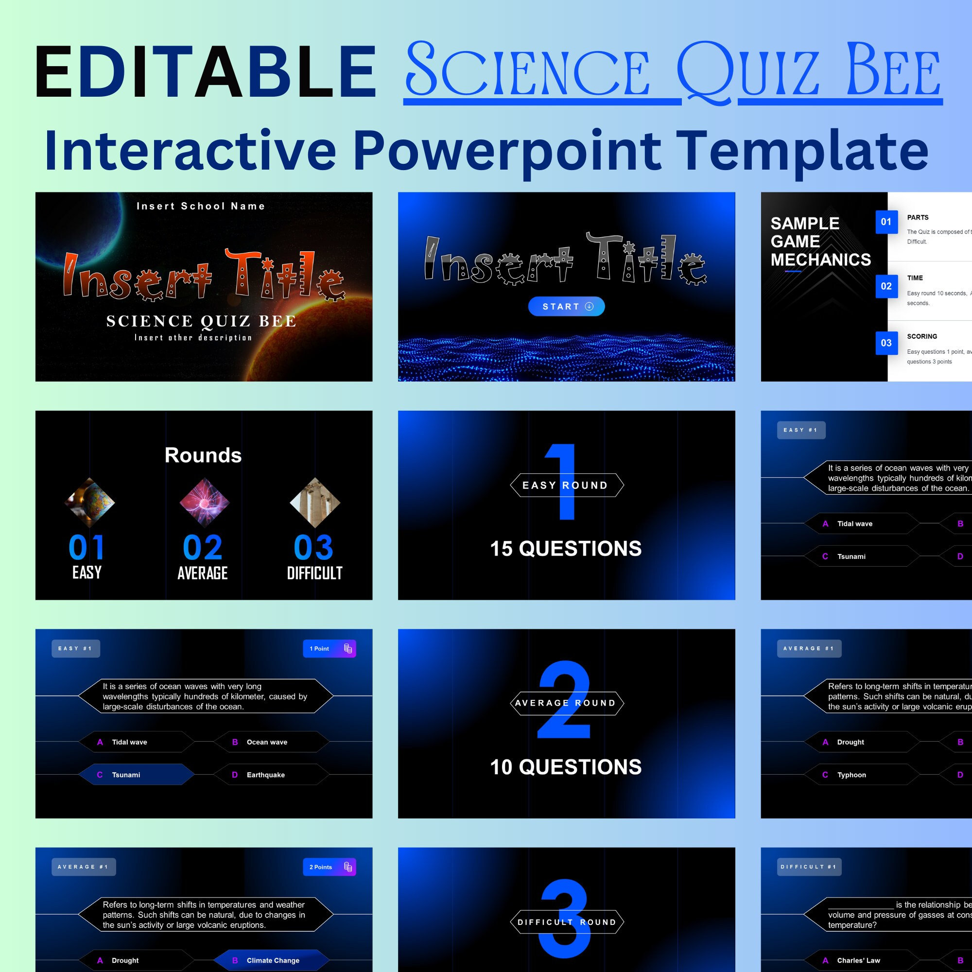 Editable Science Quiz Bee Powerpoint Template Gameshow Theme - Etsy