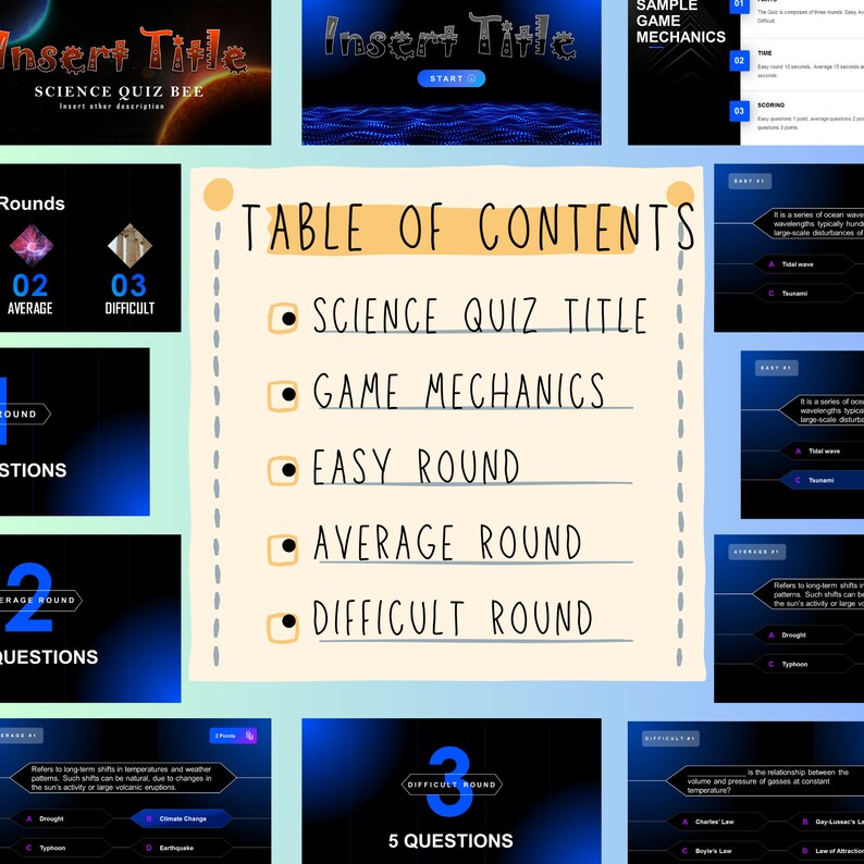 Editable Science Quiz Bee Powerpoint Template Gameshow Theme - Etsy