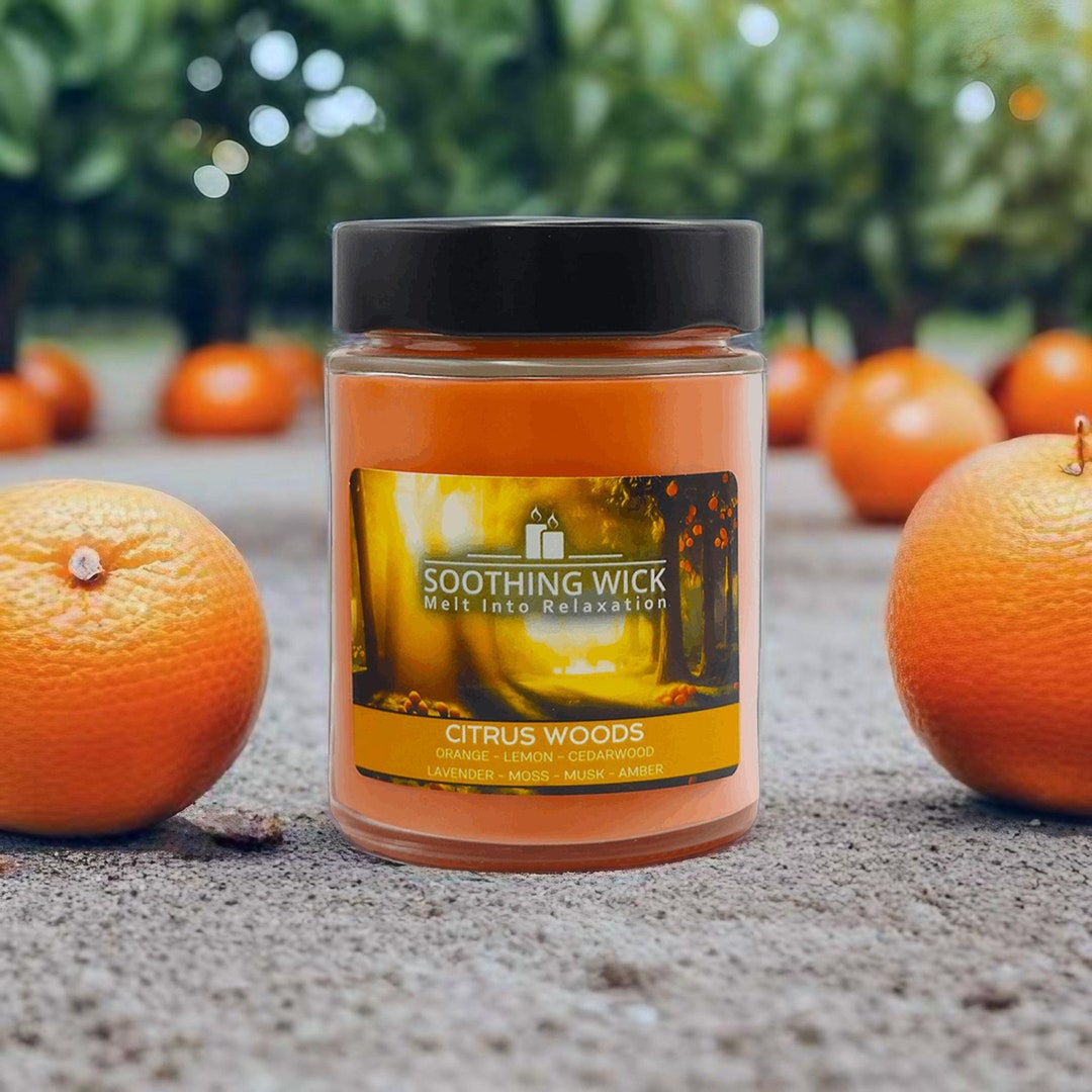 Luxury Scented Candle - Citrus Woods | Refreshing Orange & Earthy Cedar ...