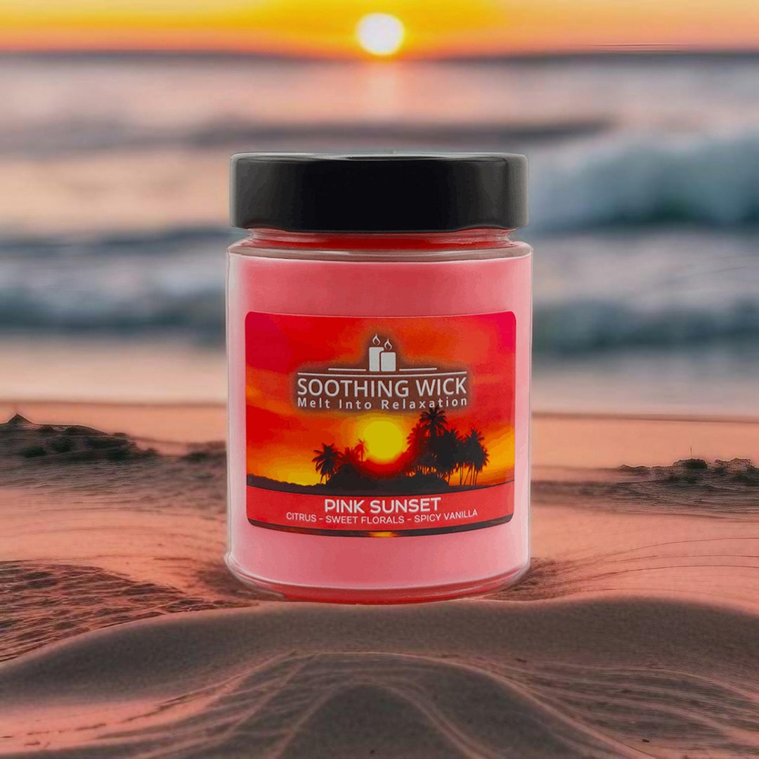 Luxury Scented Candle - Pink Sunset | Citrus & Spicy Vanilla | 9oz Hand ...