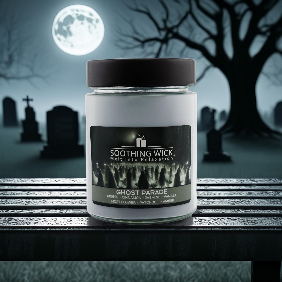 Ghost Parade Scented Candle: Haunting Ginger, Cinnamon & Vanilla - 9oz ...