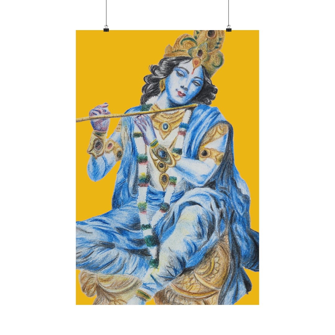 Colored Pencil Krishna Drawing Poster - Etsy