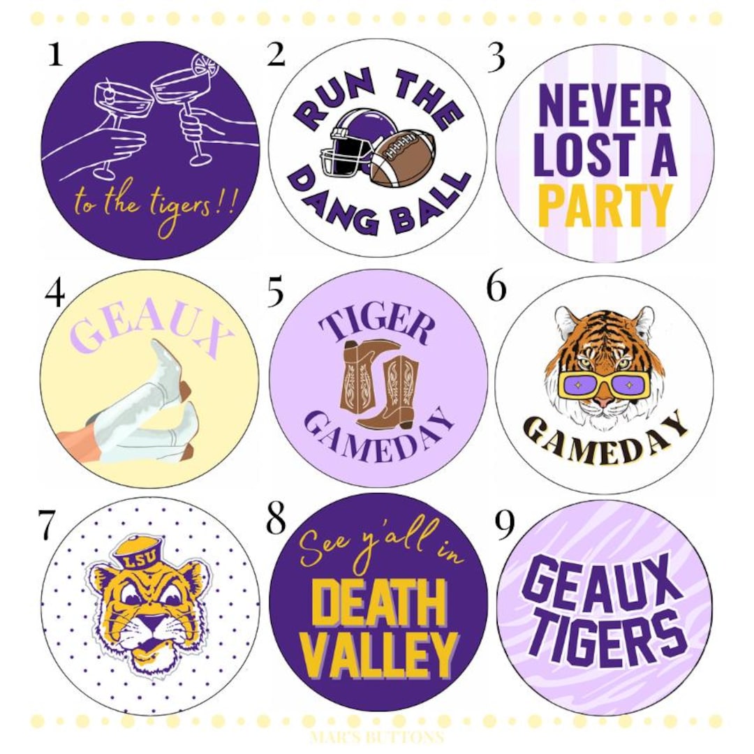 LSU Custom Game Day Buttons | Personalized Team Spirit Pins ...