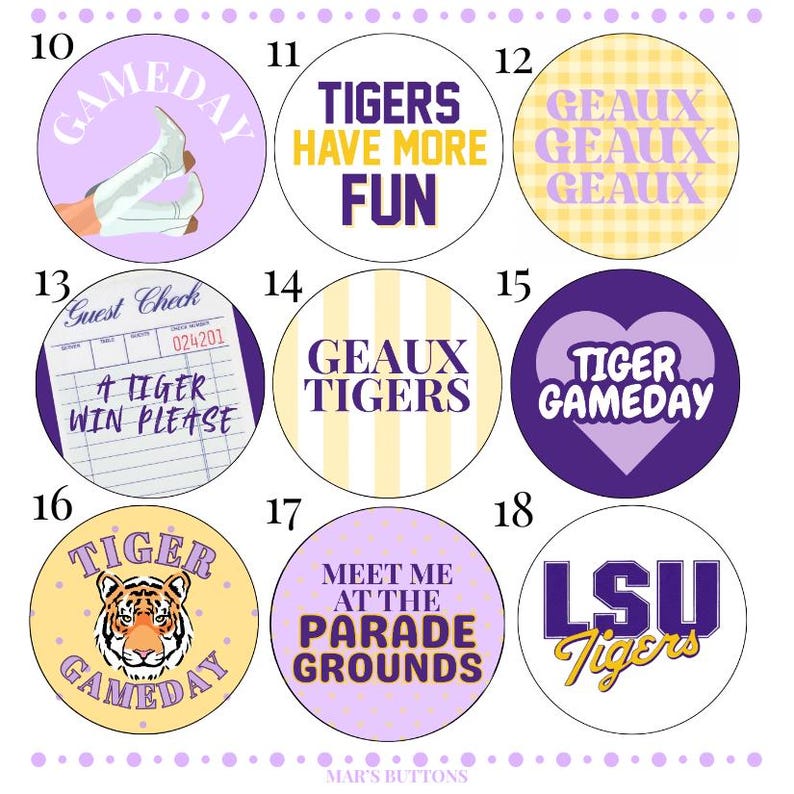LSU Custom Game Day Buttons | Personalized Team Spirit Pins ...