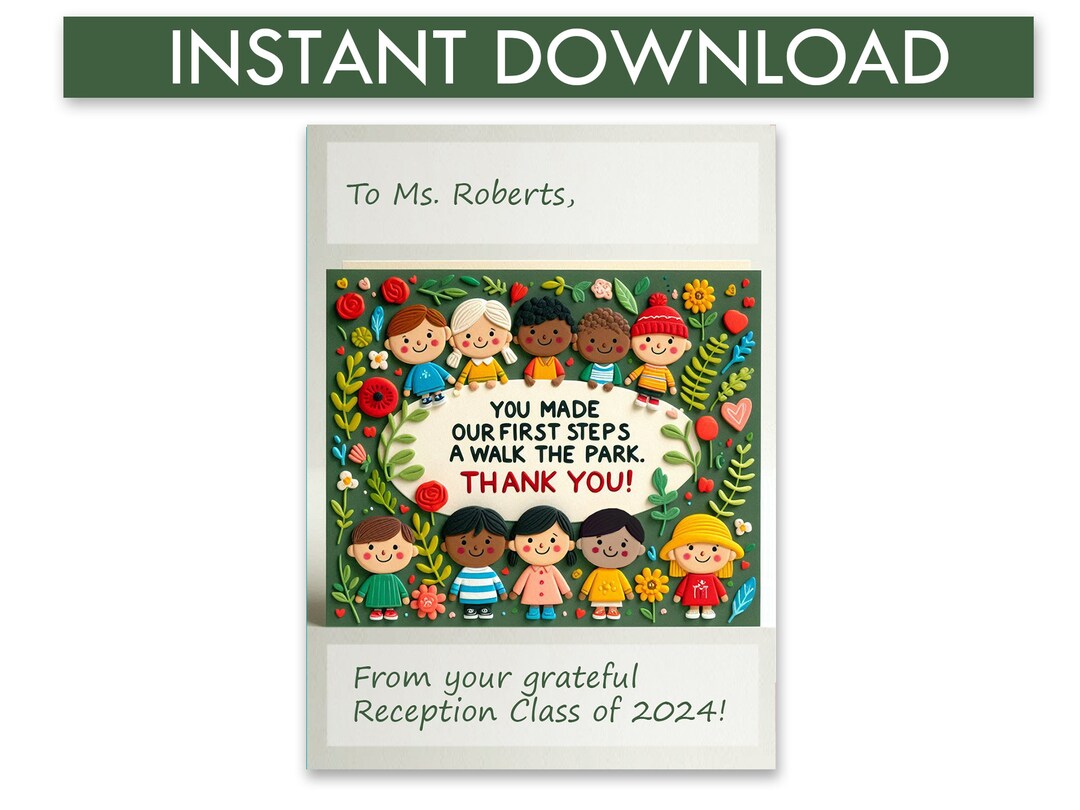 Teacher Appreciation Card | Teacher Thank You Card| End of School Year ...