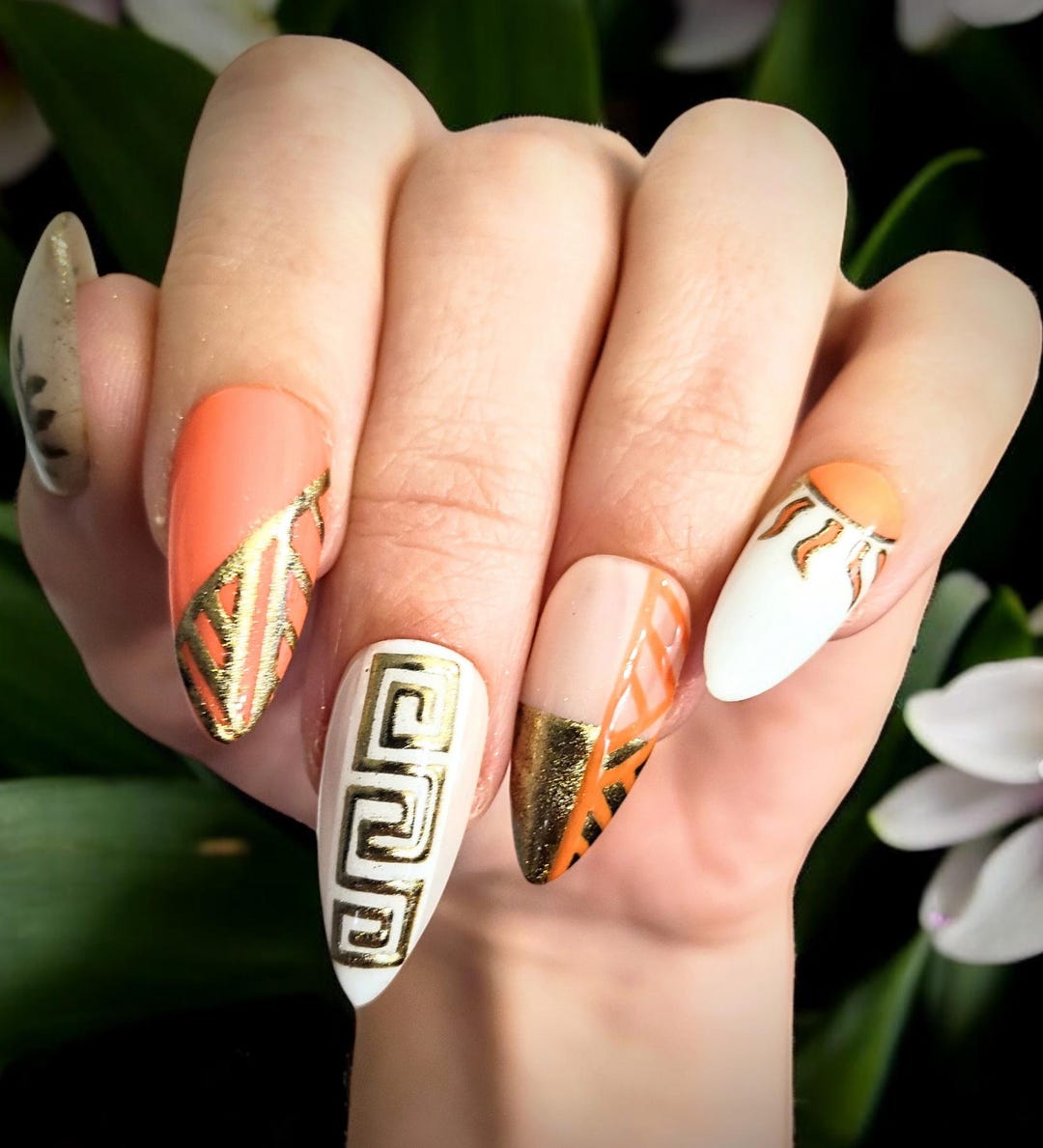 Sun God Greek Inspired Press-on Nails - Etsy