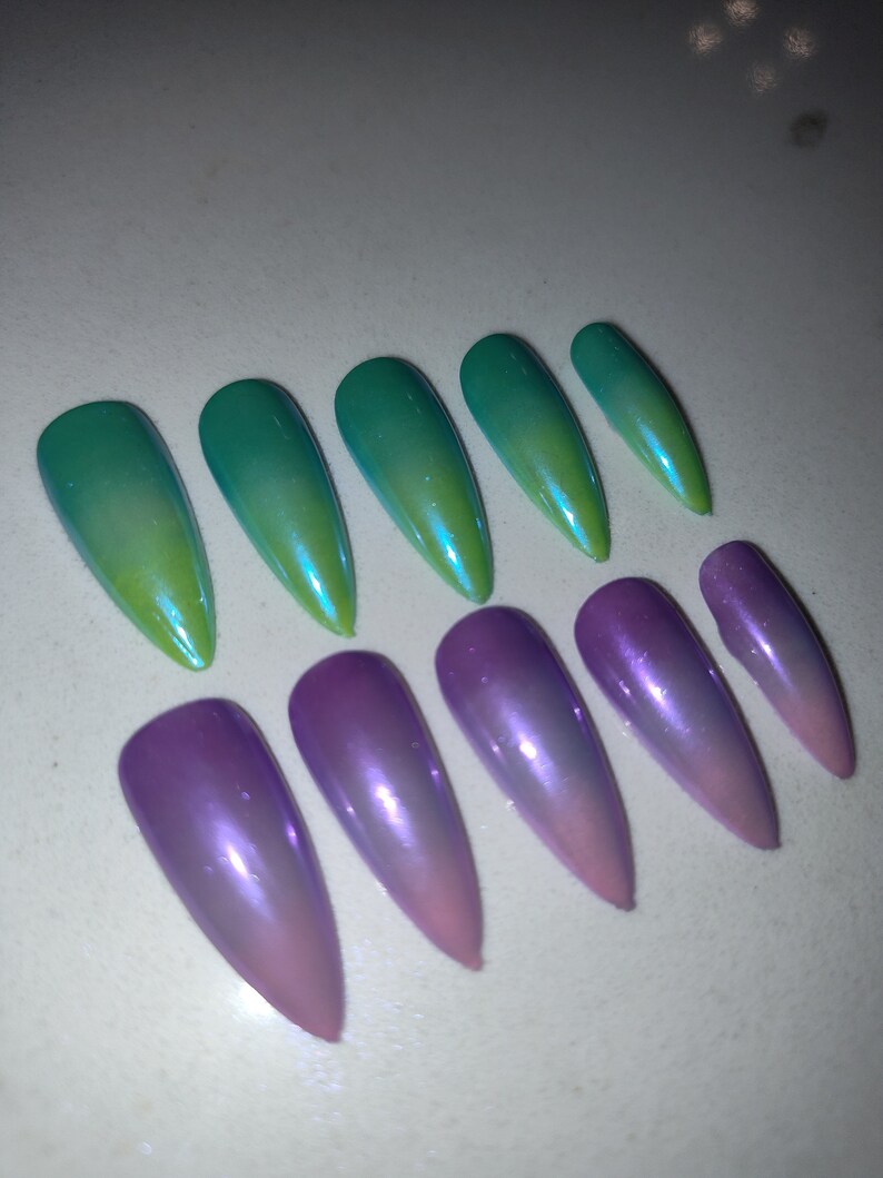 Mermaid Chrome Ombre Press-on Nails - Etsy