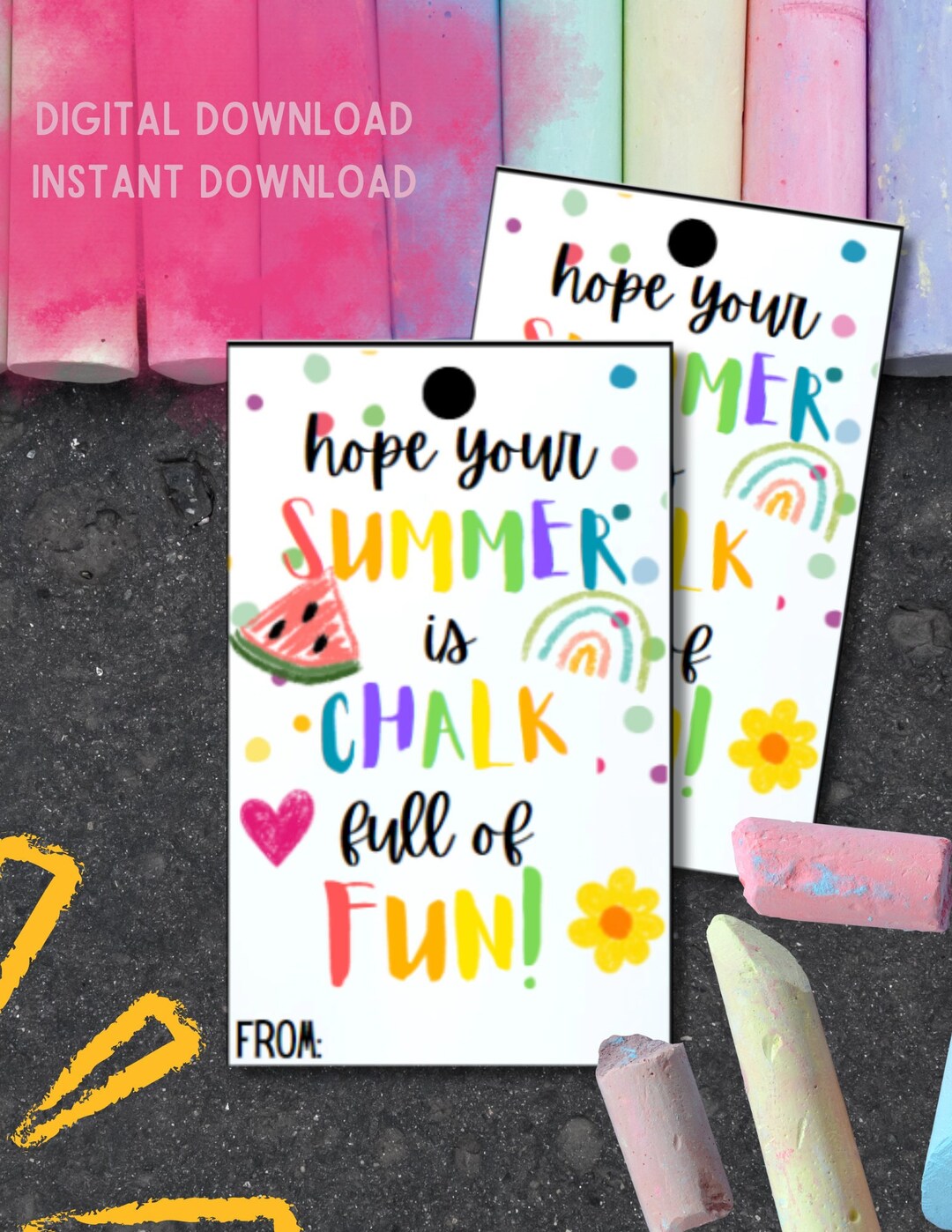 Last Day of School Tags, Summer Chalk Tags, Chalk Gift Tags, Chalk Full ...