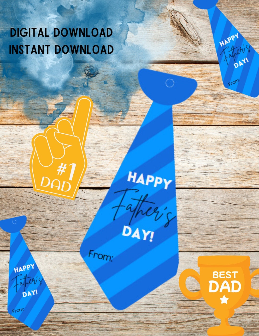 Fathers Day Tie Tags, Fathers Day Tie, Fathers Day Tags, Instant ...