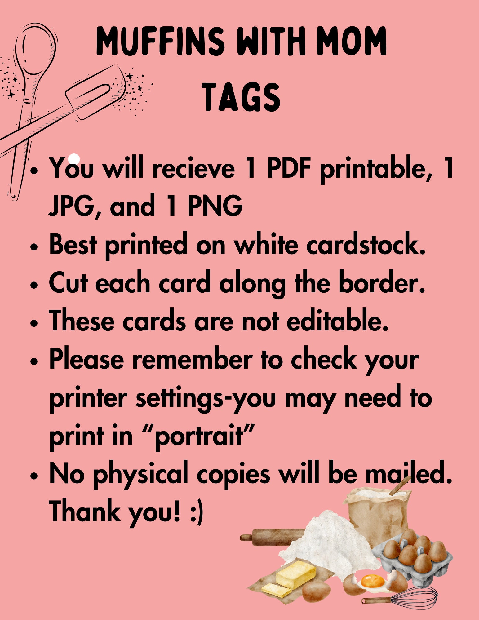 Muffins With Mom, Mom Tags, Instant Download Mom Tags, Printable Tags ...