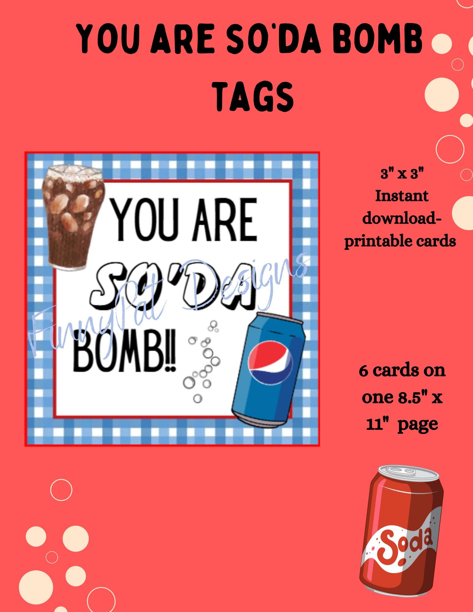 Soda Appreciation Gift Tags, Soda Gift Tag, Staff Appreciation Tags ...