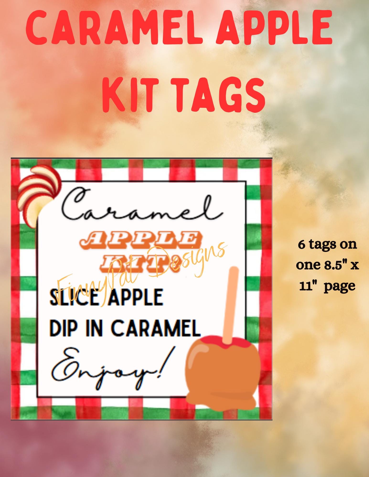Caramel Apple Printable Tags, Caramel Apple Kit Tags, Fall Gift Tags ...