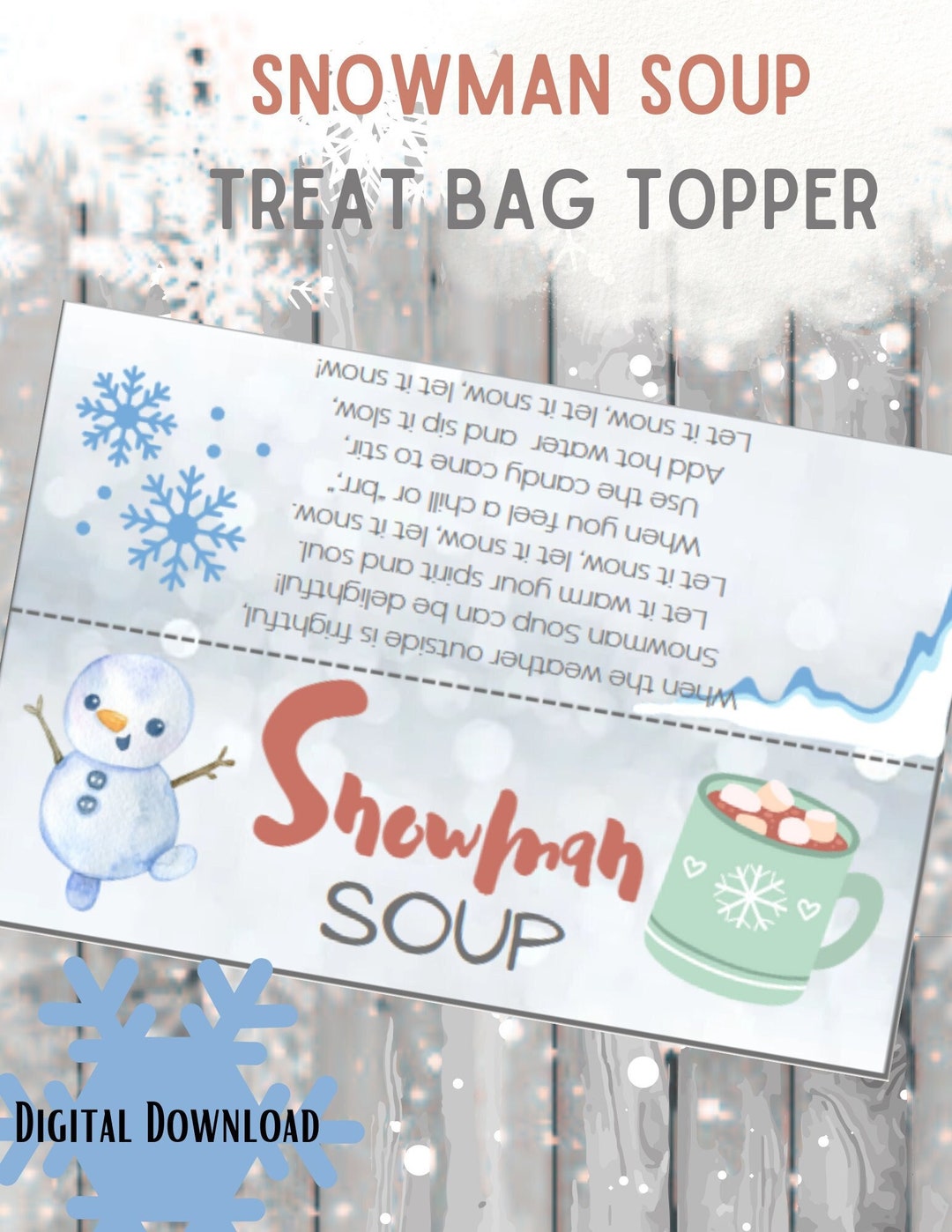 Snowman Soup Treat Bag Toppers, Snowman Soup, Winter Treat Bag Topper ...