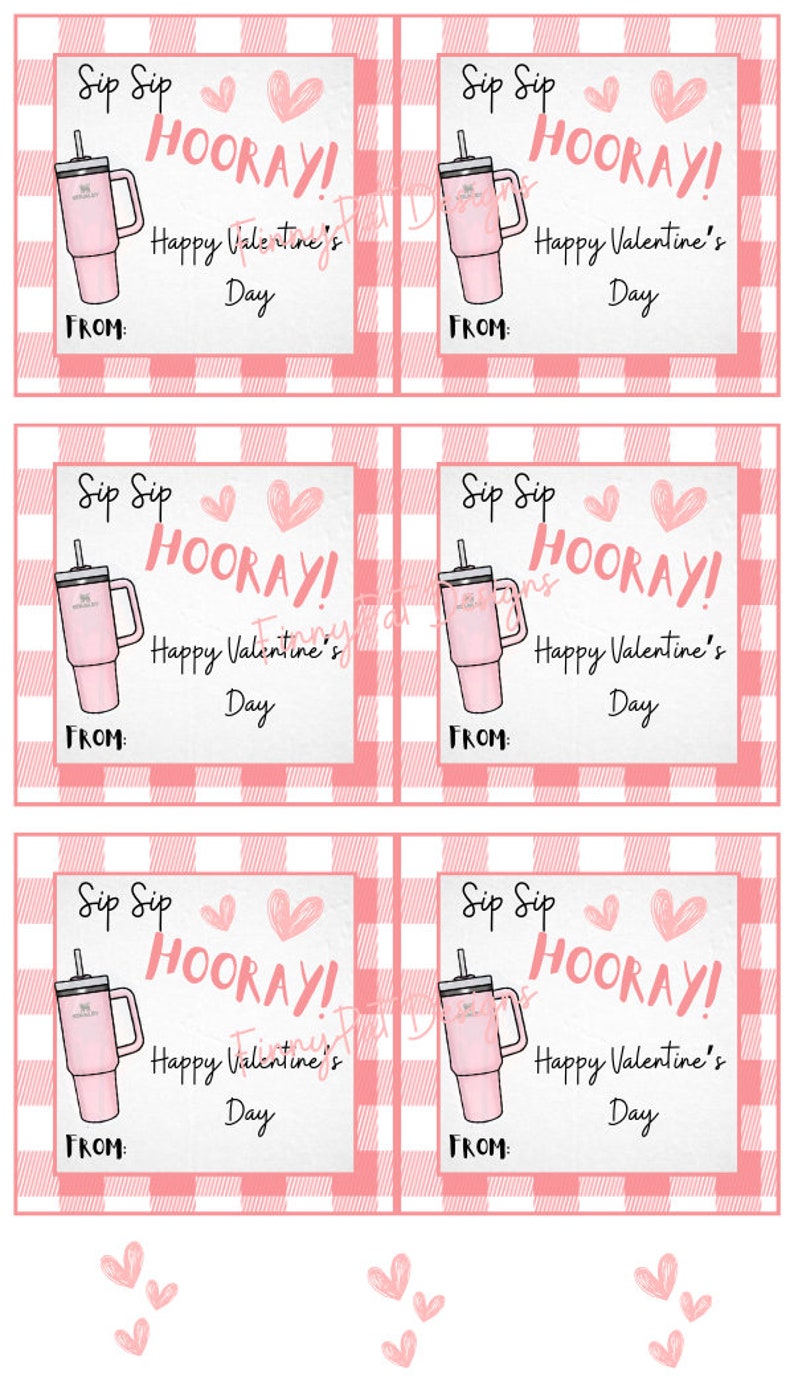 Stanley Tumbler Cup Inspired Valentine Cards, Printable Valentine Cards ...