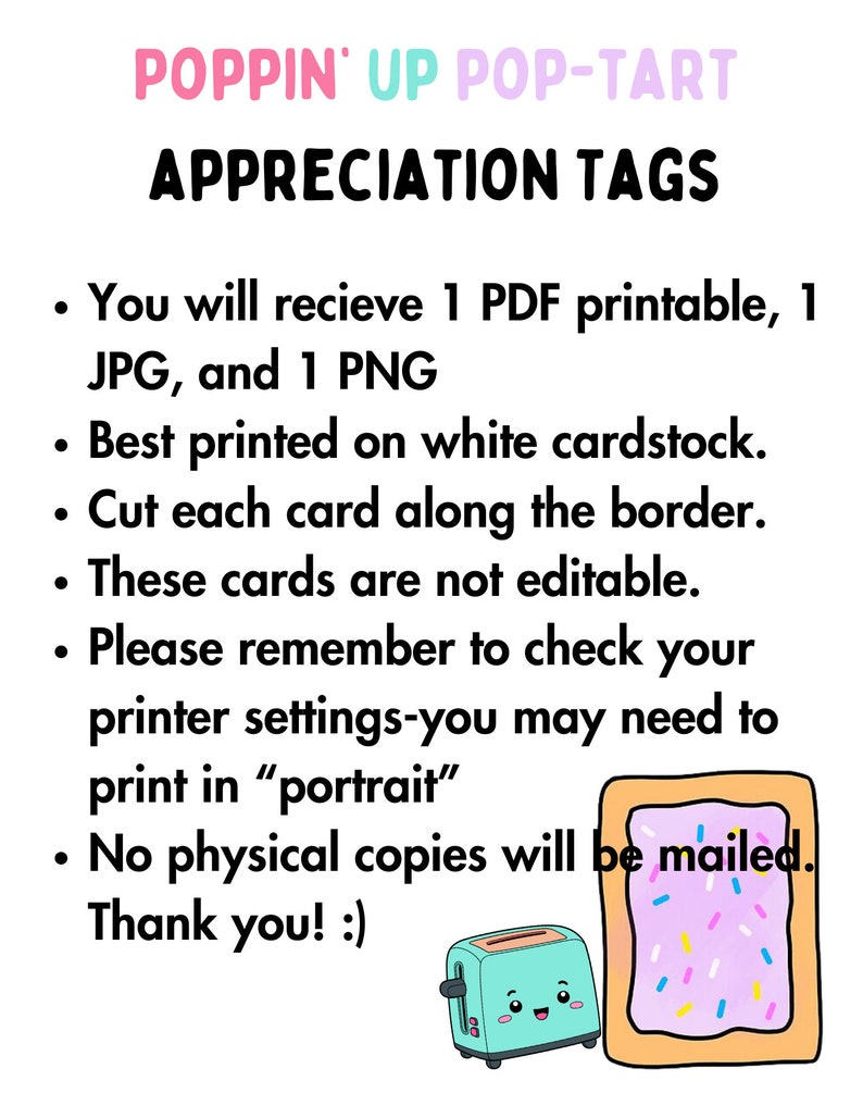 Teacher Appreciation Tags, Principal Appreciation Tags, Pop Tart Tags ...