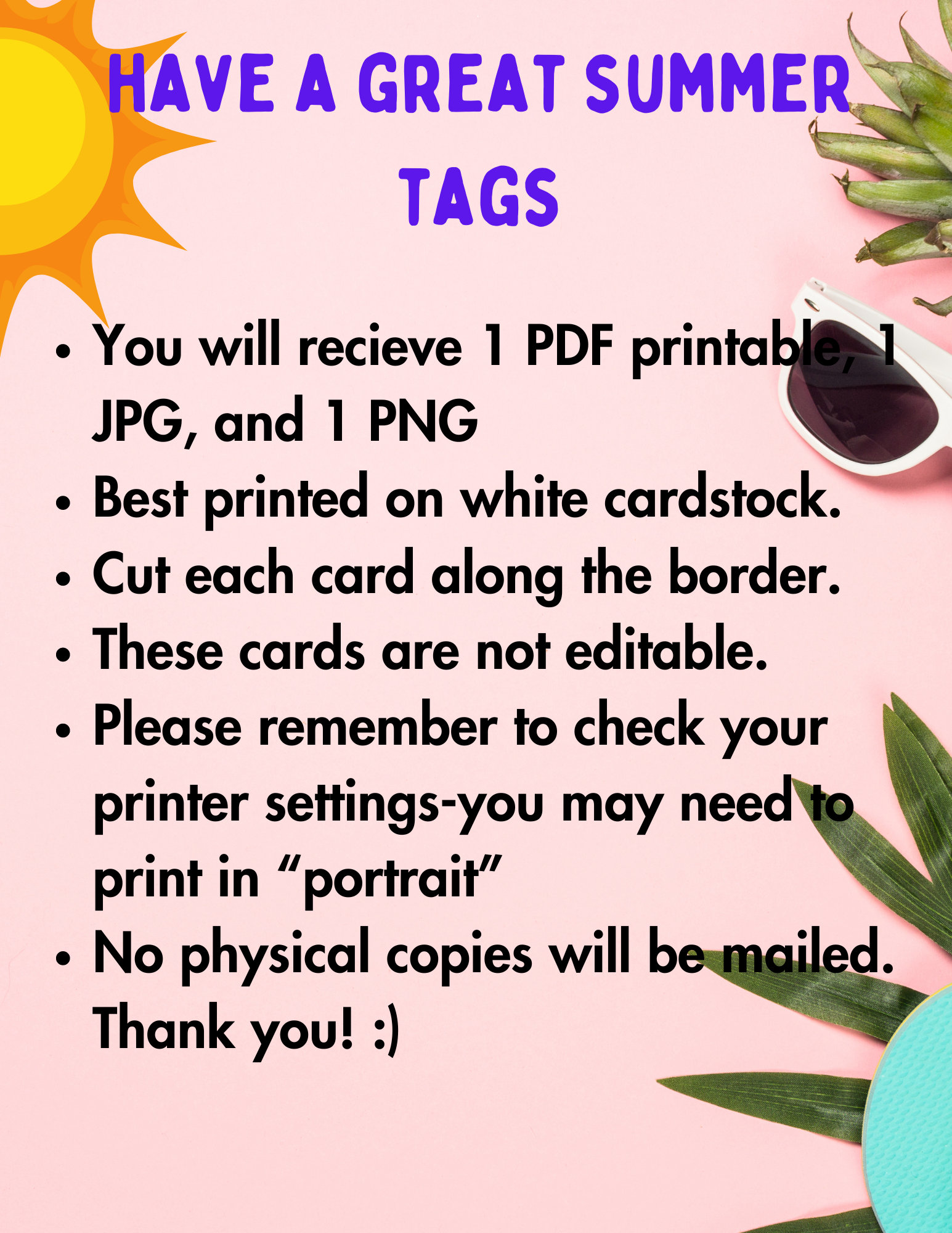 End of Year Summer Tags, Student Summer Tags, End of Year Student Gift ...