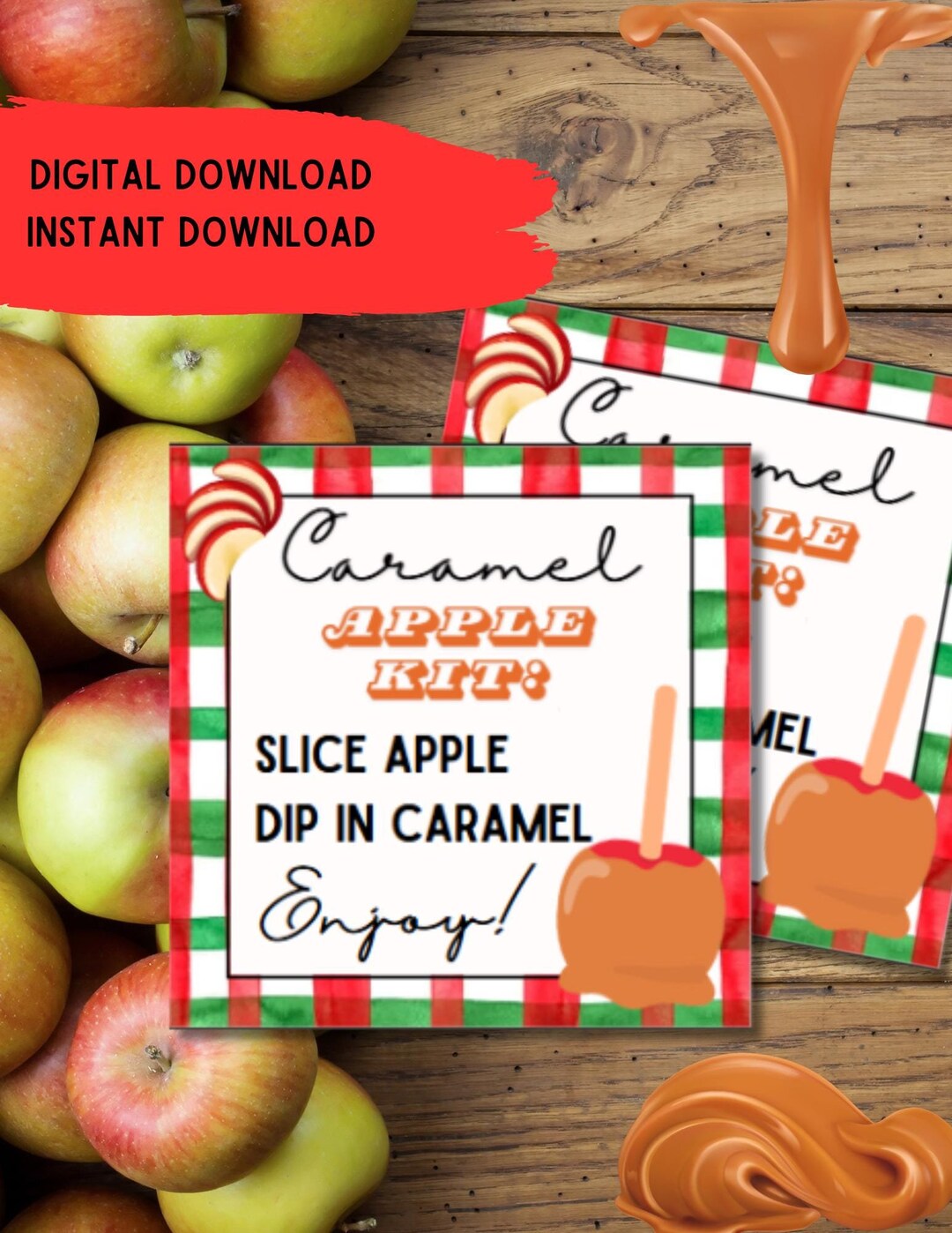 Caramel Apple Printable Tags, Caramel Apple Kit Tags, Fall Gift Tags ...