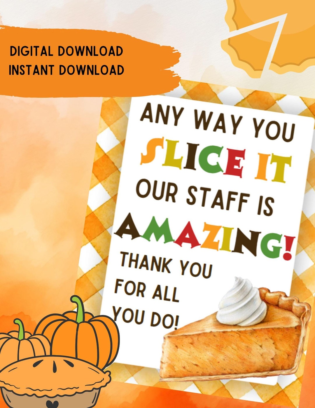 Staff Appreciation Fall Pie Sign, Staff Appreciation Sign, Fall Pie ...