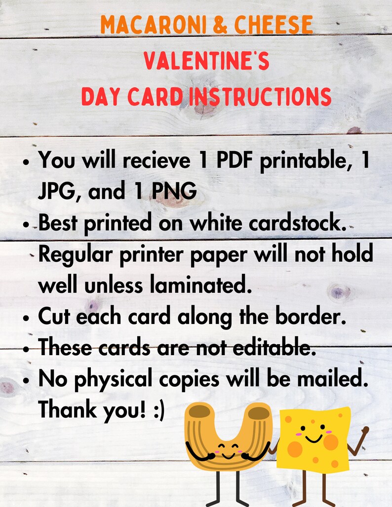 Macaroni and Cheese Valentines Cards, Student Valentines, PTO ...
