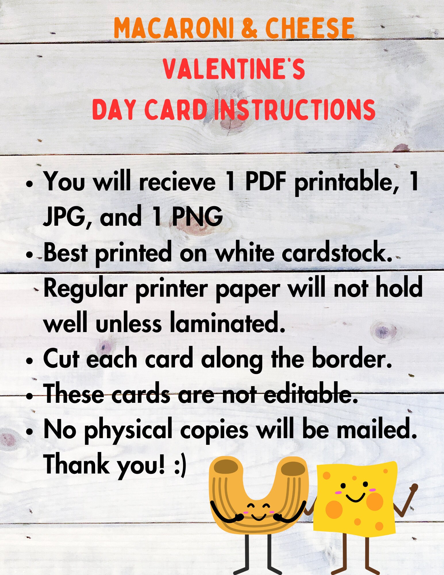 Macaroni and Cheese Valentines Cards, Student Valentines, PTO ...