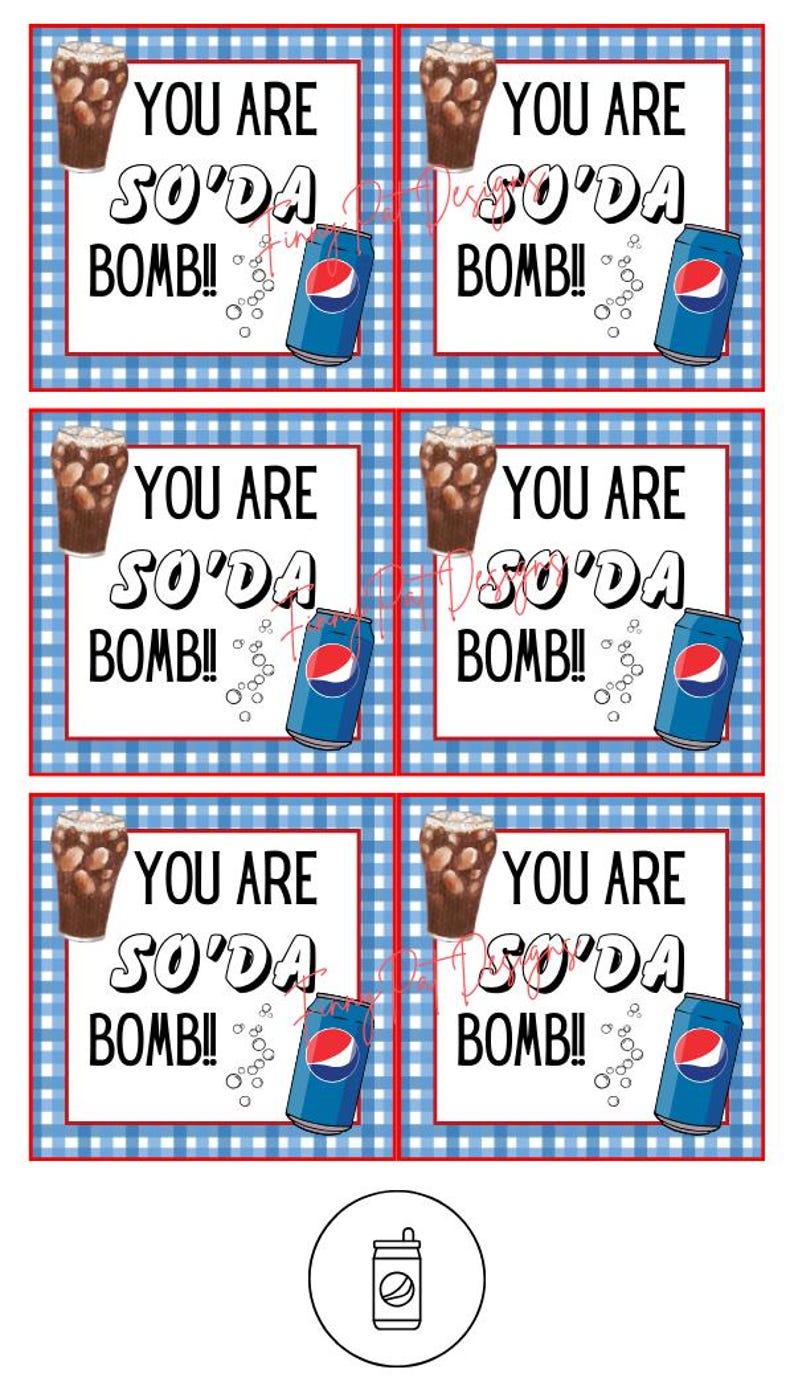 Soda Appreciation Gift Tags, Soda Gift Tag, Staff Appreciation Tags ...