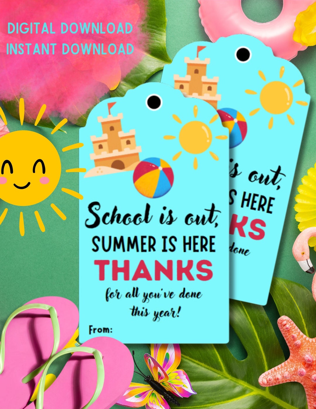 Summertime Teacher Appreciation Tags, Summer Teacher Gift Tags, Summer ...