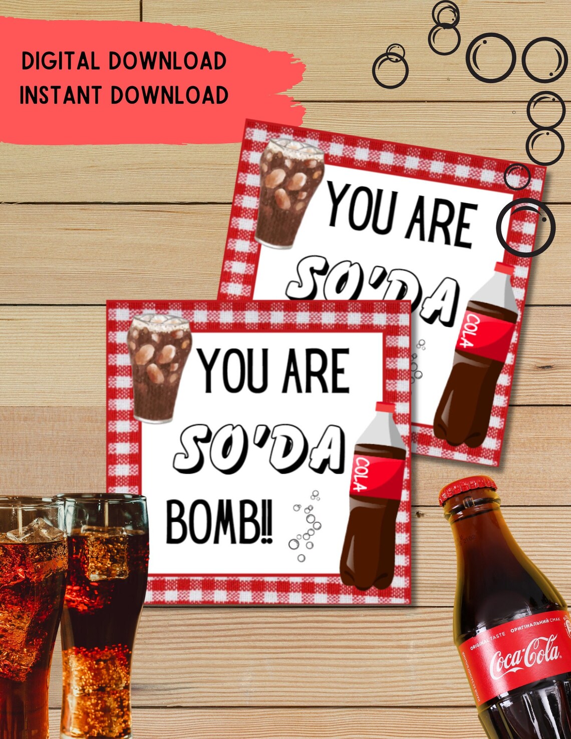 Soda Gift Tags, Printable Soda Tags, PTO Soda Tags, You Are So'da Bomb ...