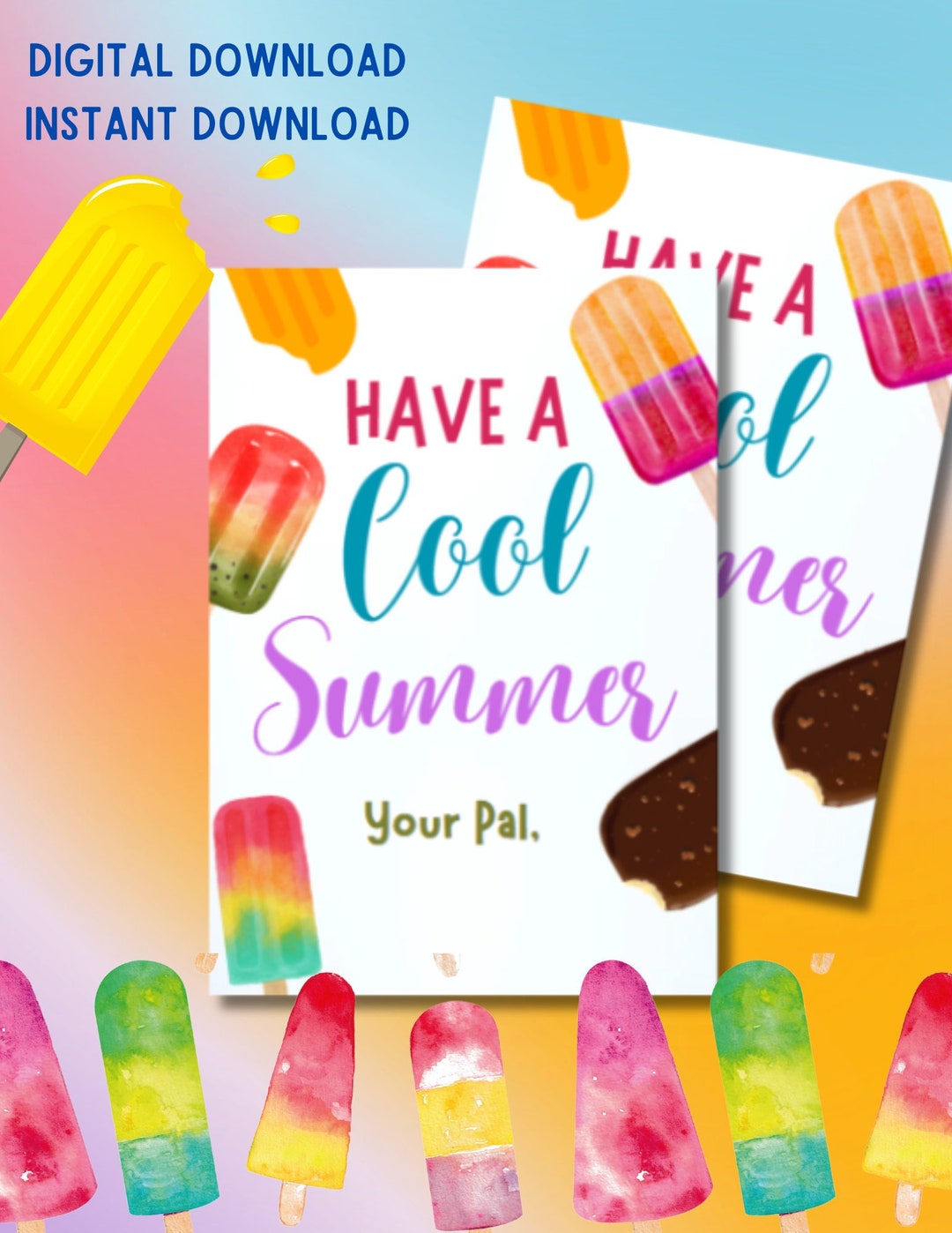 Have a Cool Summer Gift Tag, End of School Year Tag, Kids Popsicle Tags ...