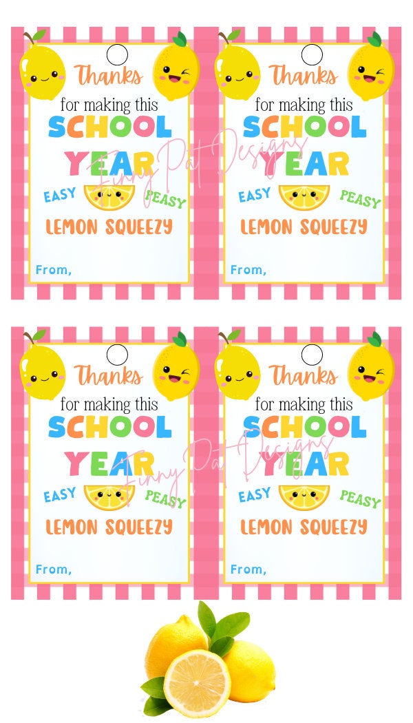 Lemon Gift Tags, Lemonade Gift Tags, End of Year Tags, Teacher Tags ...