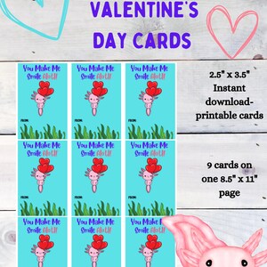 Axolotl Valentines Cards, Class Valentines, Axolotl Cards, Valentines ...
