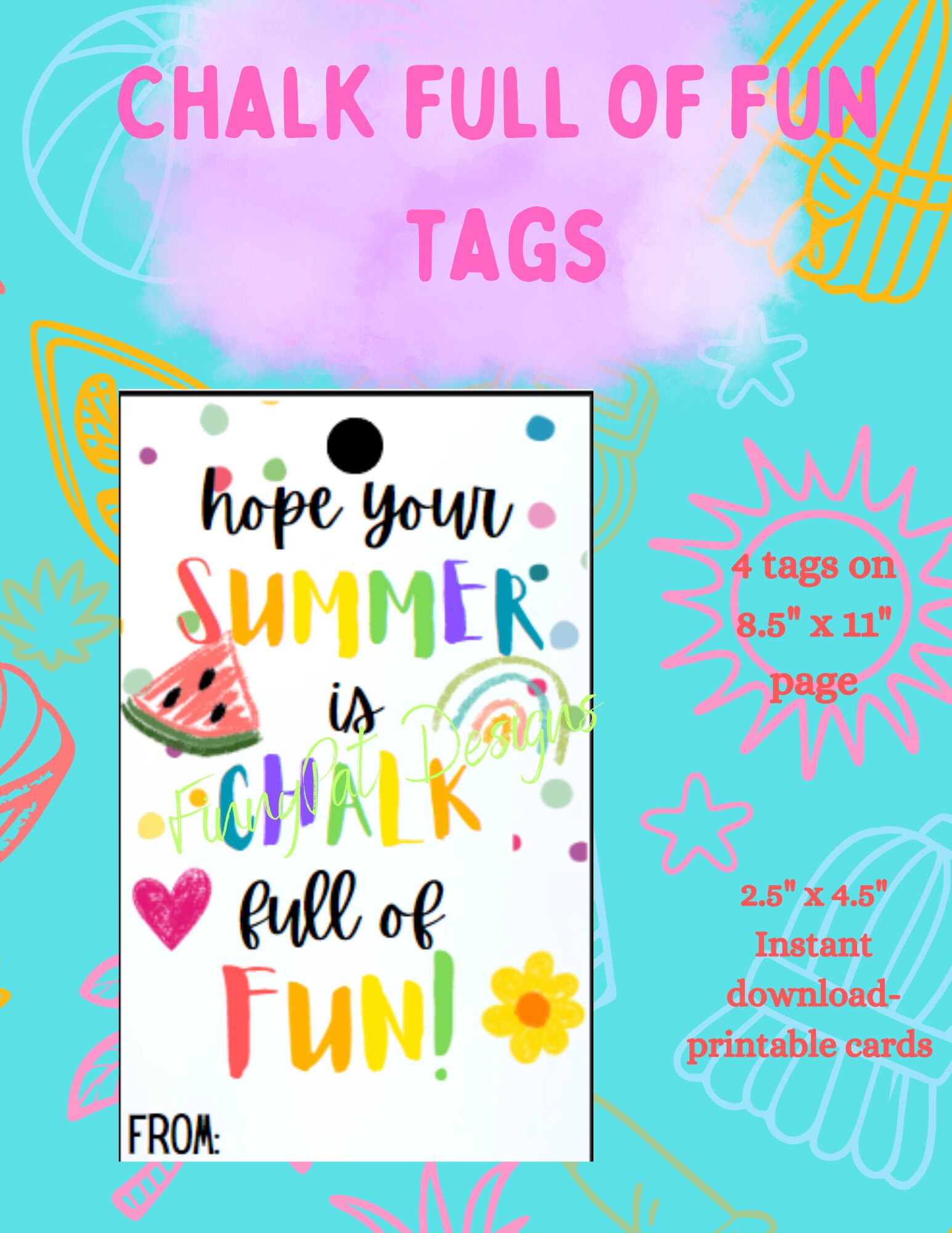 Last Day of School Tags, Summer Chalk Tags, Chalk Gift Tags, Chalk Full ...