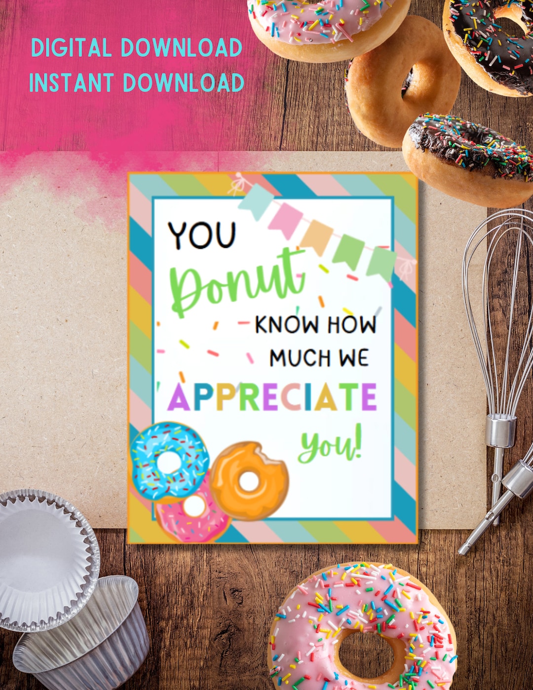 Donut Appreciation Tags, Donut Gift Tags, Staff Appreciation Tags ...