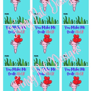 Axolotl Valentines Cards, Class Valentines, Axolotl Cards, Valentines ...