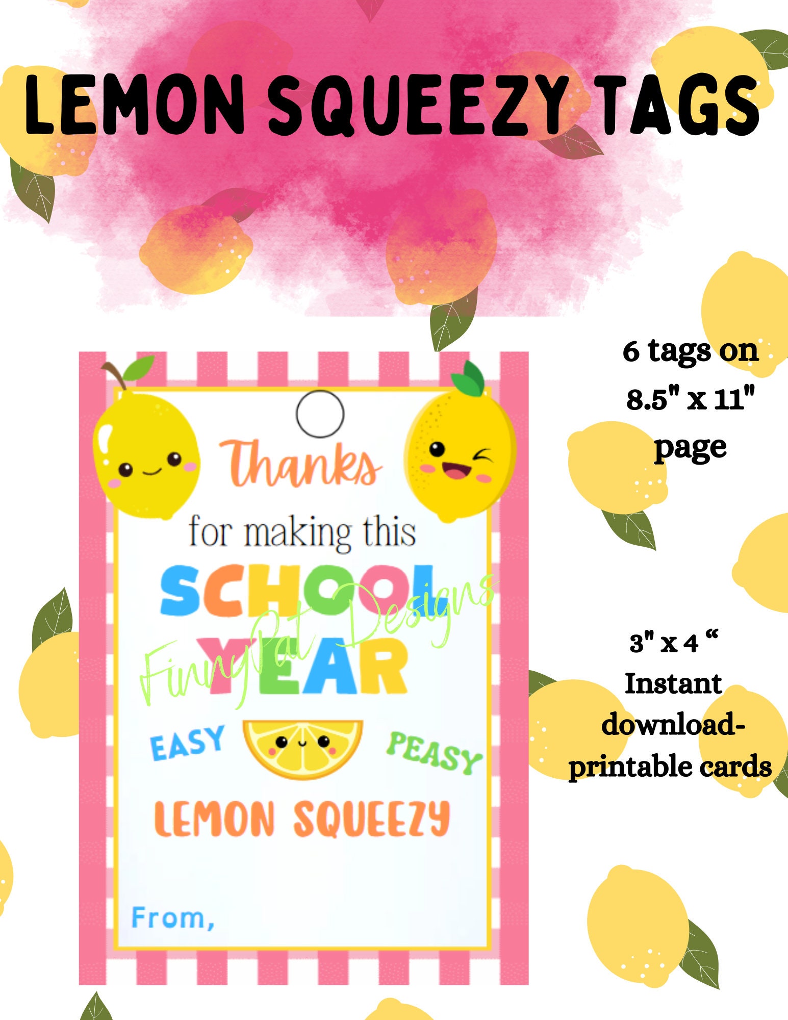 Lemon Gift Tags, Lemonade Gift Tags, End of Year Tags, Teacher Tags ...