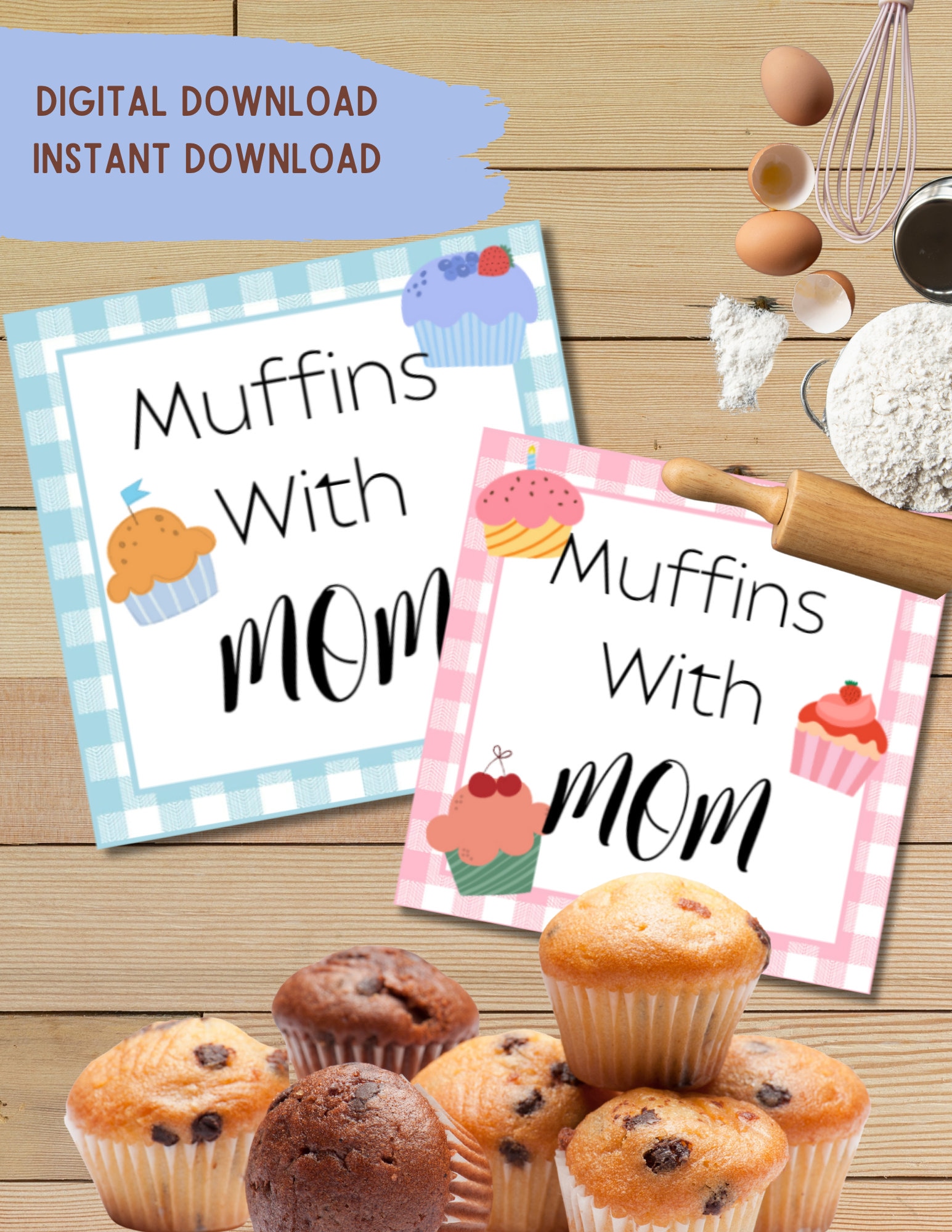 Muffins With Mom, Mom Tags, Instant Download Mom Tags, Printable Tags ...
