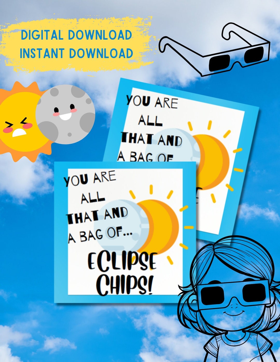 Solar Eclipse Chip Tags, Eclipse Tags, Printable Eclipse Tags, Teacher ...