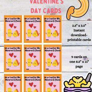 Macaroni and Cheese Valentines Cards, Student Valentines, PTO ...