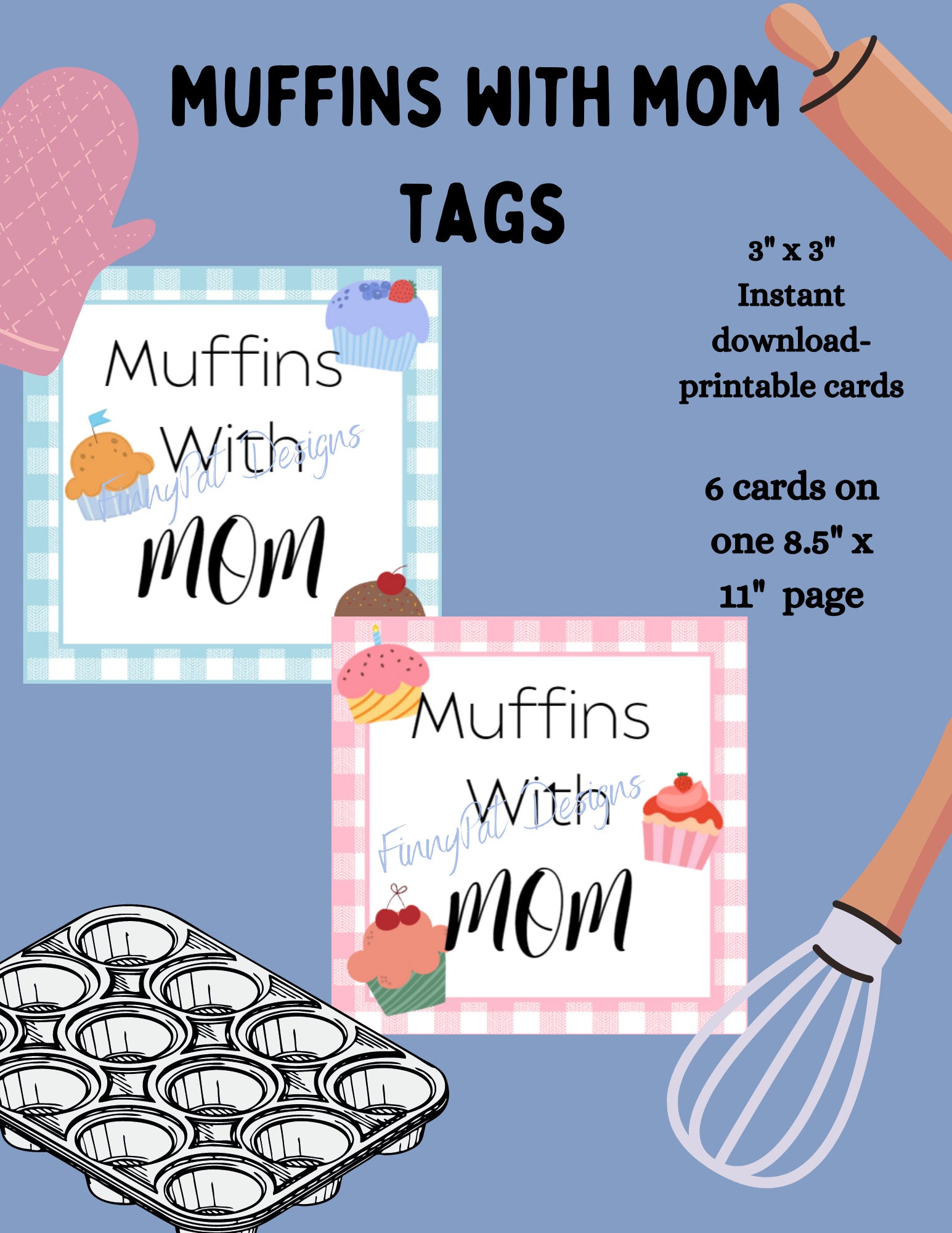 Muffins With Mom, Mom Tags, Instant Download Mom Tags, Printable Tags ...