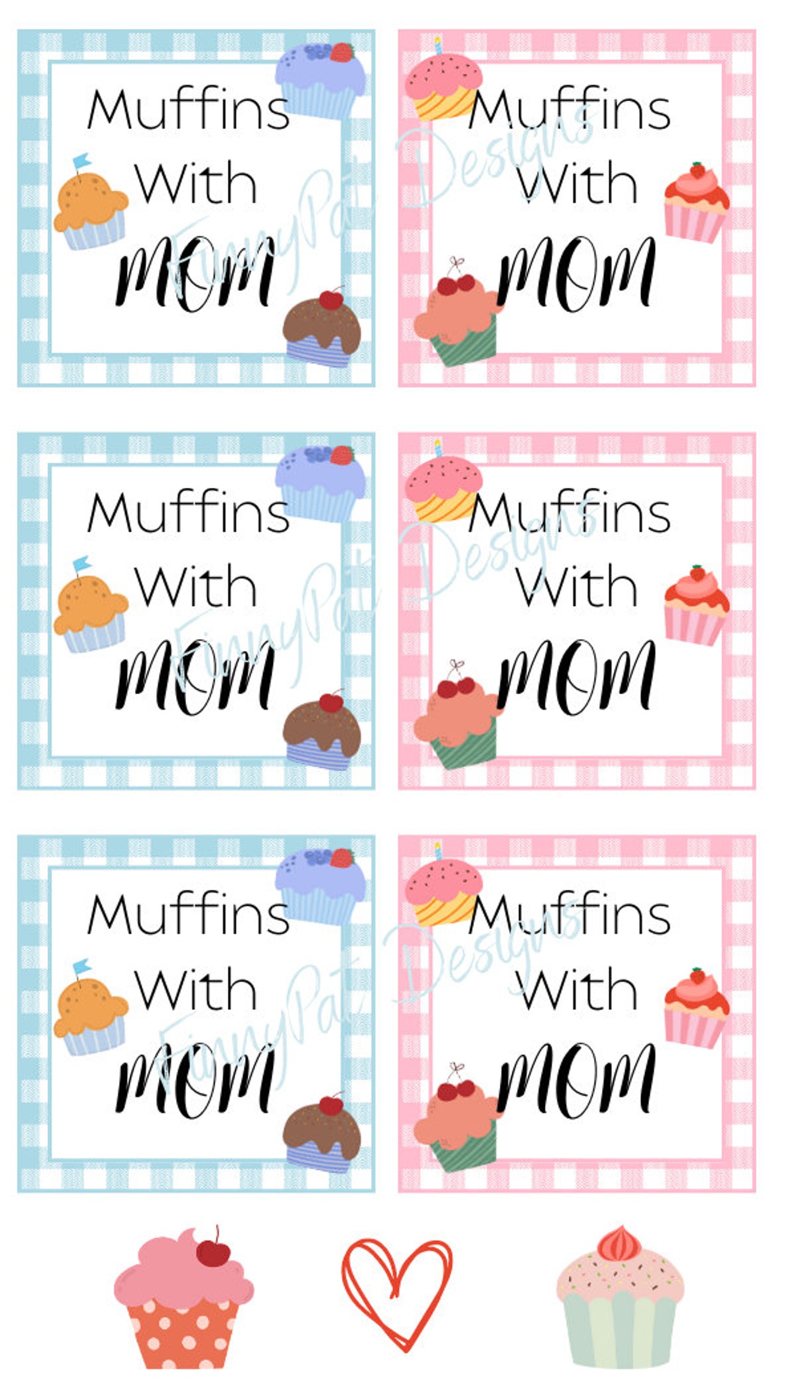 Muffins With Mom, Mom Tags, Instant Download Mom Tags, Printable Tags ...