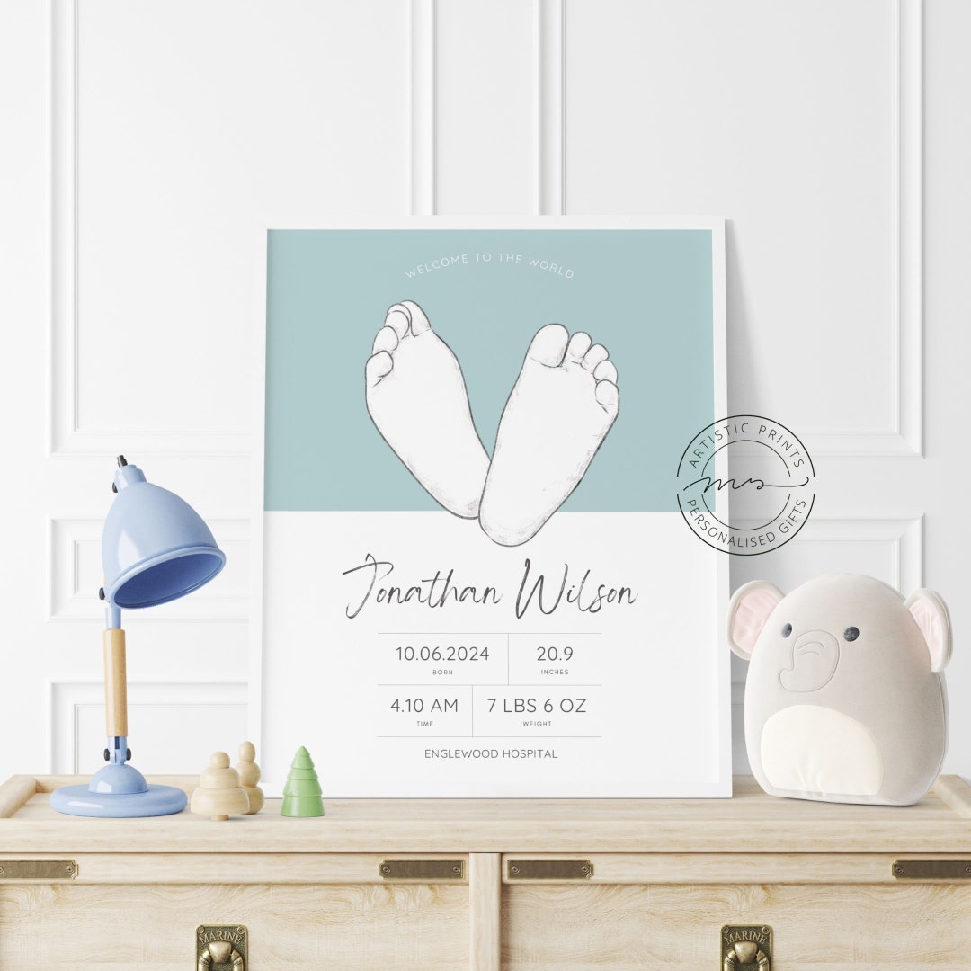 Newborn Baby Name Announcement Printable Custom Baby Newborn Sign Birth ...