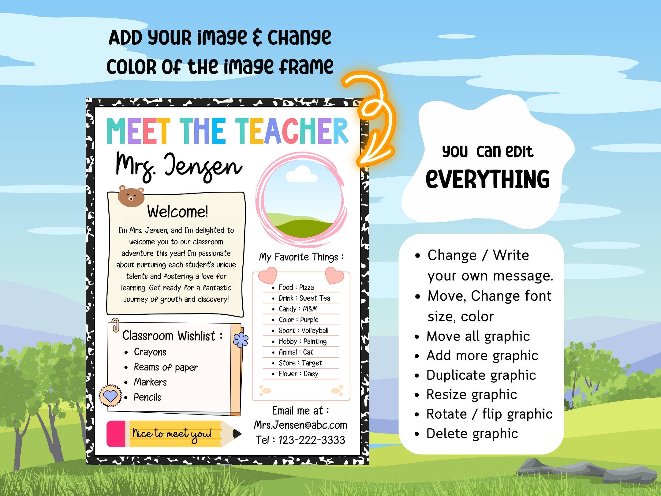 Editable Meet the Teacher Template: Classroom Flyer (PDF) - Etsy