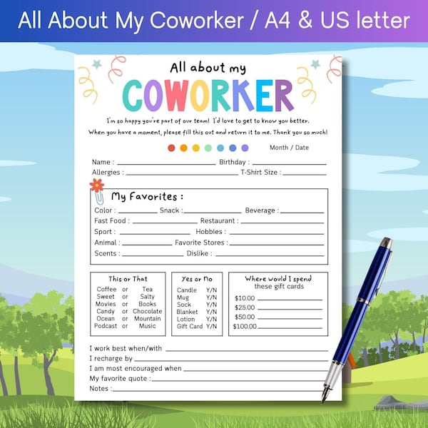 All About My Co Worker - Etsy