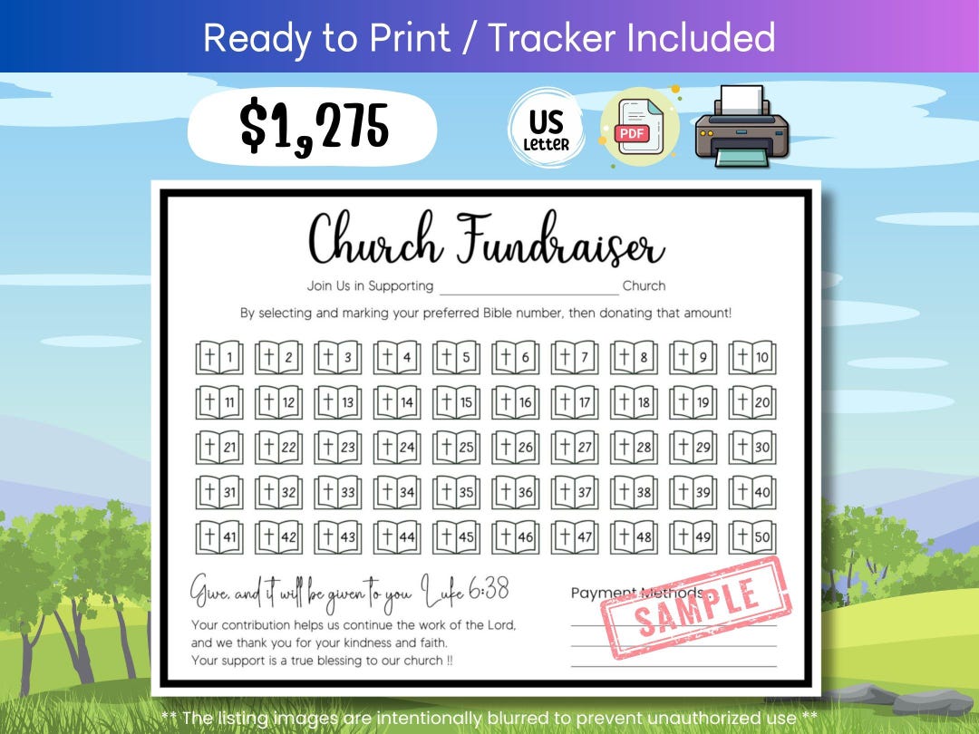 Church Fundraiser Flyer: Bible Donation Tracker (printable PDF) - Etsy