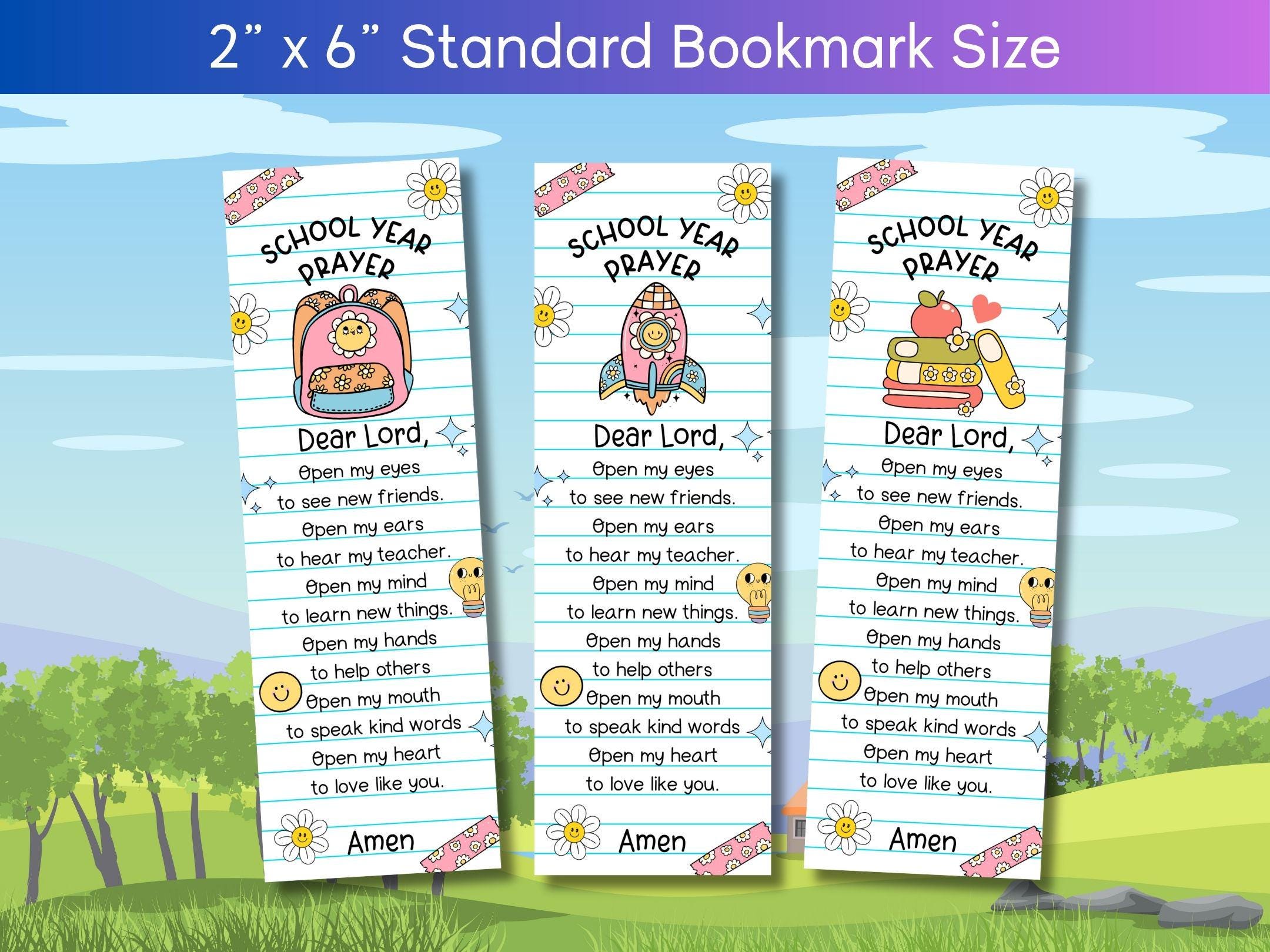 Groovy First Day of School Prayer Bookmark, Christian Gift for Kids ...