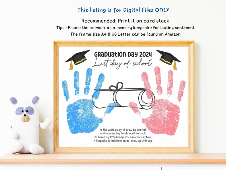 Printable Poem Last Day of School Handprint Art for Kids, Kindergarten ...